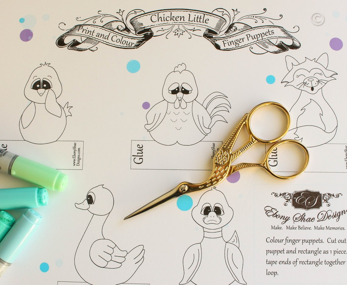 Printable Finger Puppets Chicken Little. Paper Finger Puppets - Etsy ...