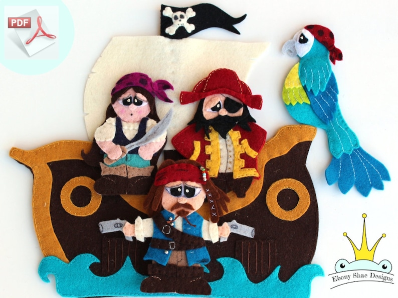 Pirate Finger Puppet PATTERNS. - Etsy Australia