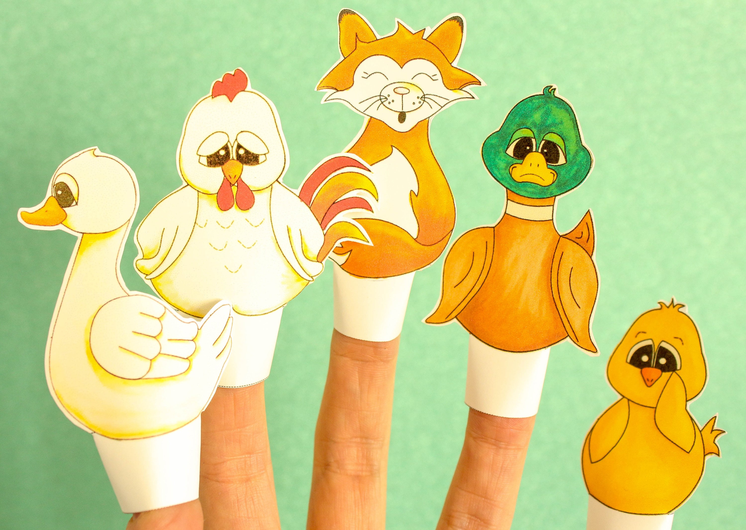 Printable Finger Puppets Chicken Little. Paper Finger Puppets - Etsy ...