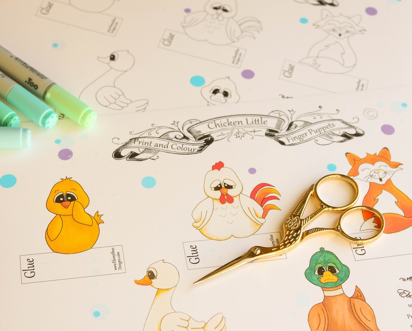 Printable Finger Puppets Chicken Little. Paper Finger Puppets - Etsy ...