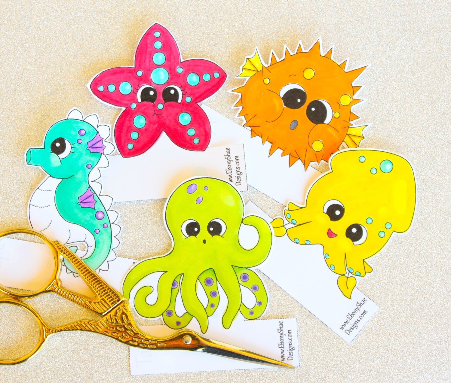 Printable Finger Puppets, Sea Critters // Papercraft // DIY Print and ...