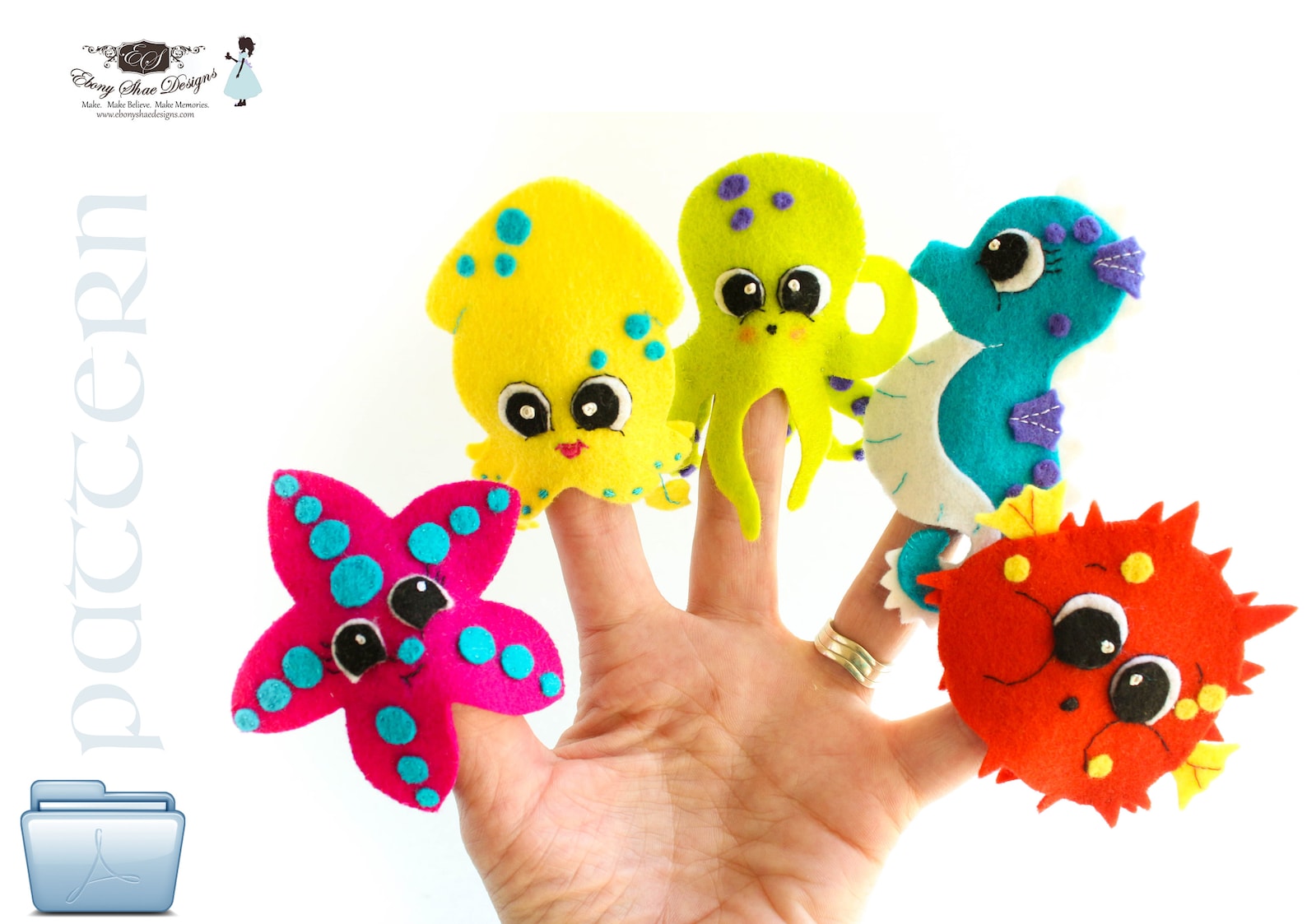 Finger Puppet Pattern Set Sea Creatures. Instant Download - Etsy