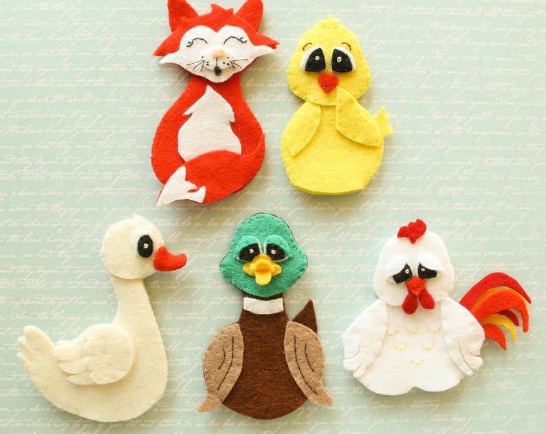 Finger Puppets PATTERN set Chicken Little. | Etsy