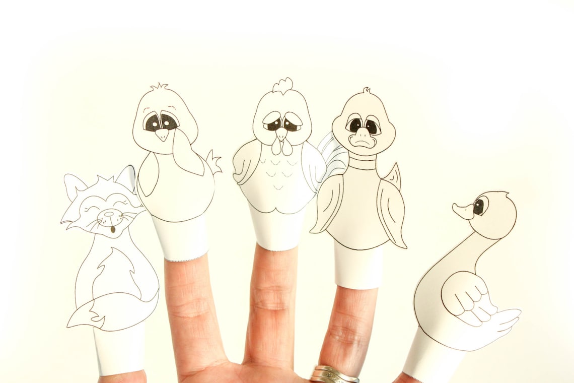 Printable Finger Puppets Chicken Little. Paper Finger Puppets - Etsy ...