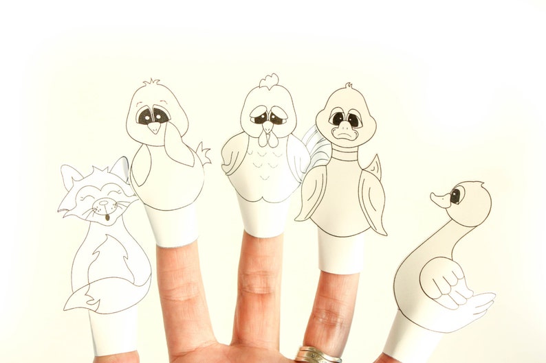 Chicken Little Finger Puppets: Printable Paper Craft (PDF Download ...