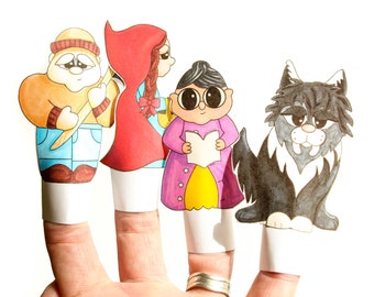 Little Red Riding Hood Puppets FULL COLOR Printable Paper Toys Puppet ...