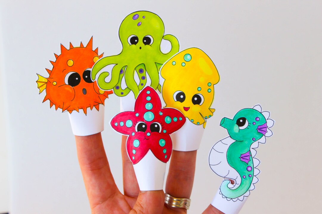 Printable Finger Puppets, Sea Critters // Papercraft // DIY Print and ...