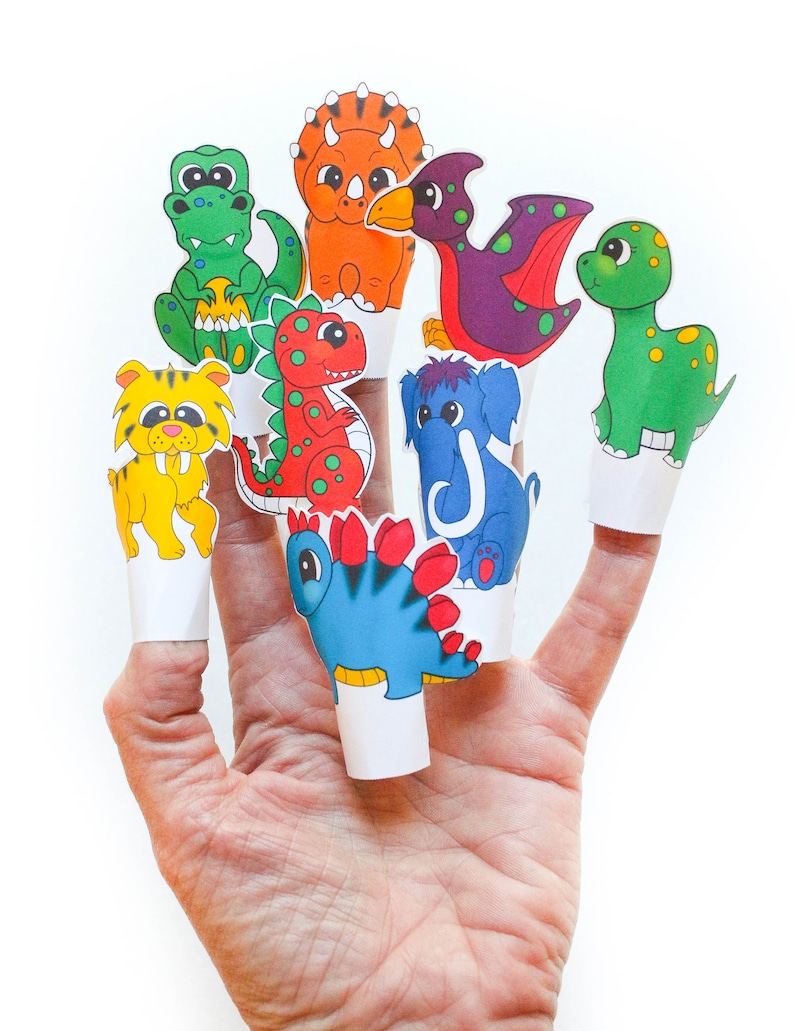 Printable Dinosaur Finger Puppets. DIY Print and Color - Etsy Australia