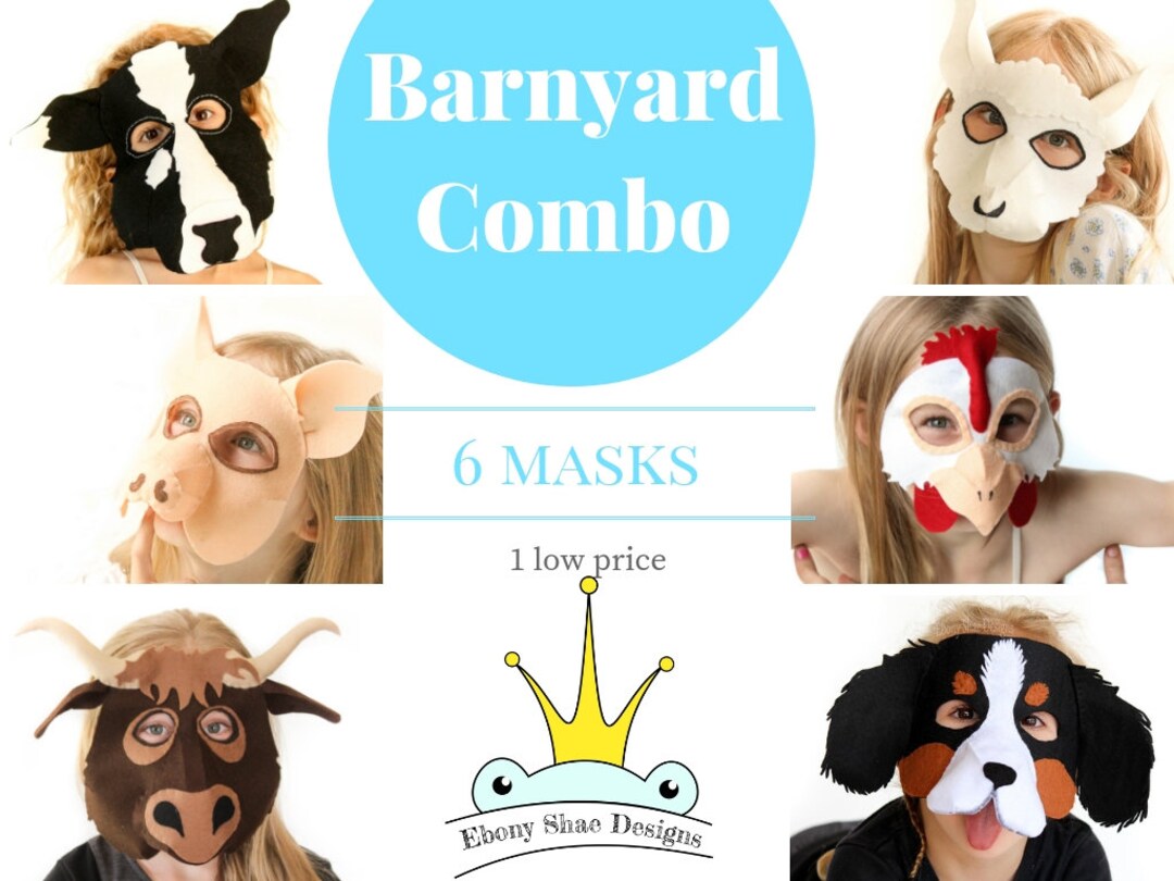 Barnyard Mask PATTERNS. Kids Felt Mask Sewing Patterns Digital Download. - Etsy Australia