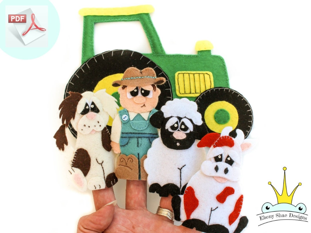 Finger Puppet Sewing PATTERN - Felt Old Mac Donald Sewing Tutorial ...