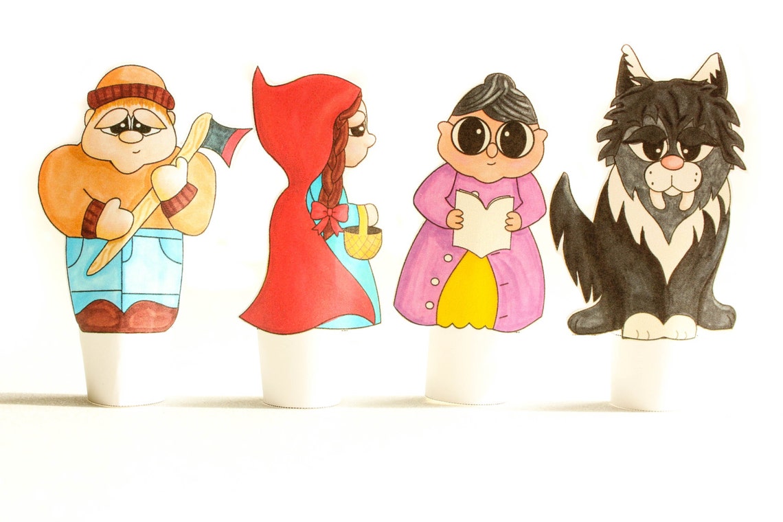 Printable Finger Puppets - Red Riding Hood. Print and Color. - Etsy ...