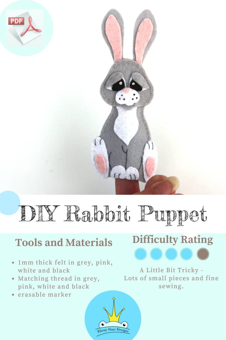 Rabbit Finger Puppet PATTERN. DIY Felt Finger Puppet. Animal | Etsy