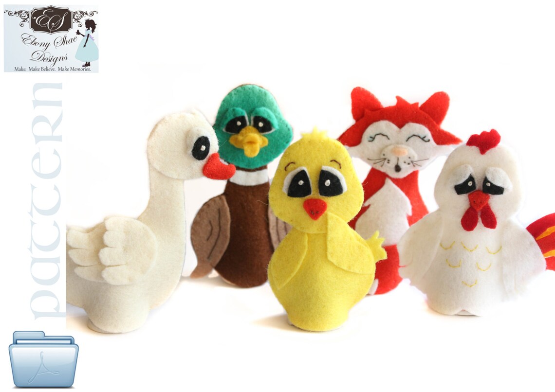 Finger Puppets PATTERN set Chicken Little. | Etsy