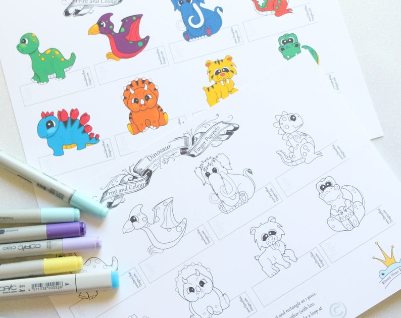 Printable Dinosaur Finger Puppets: DIY Craft (PDF Pattern) - Etsy