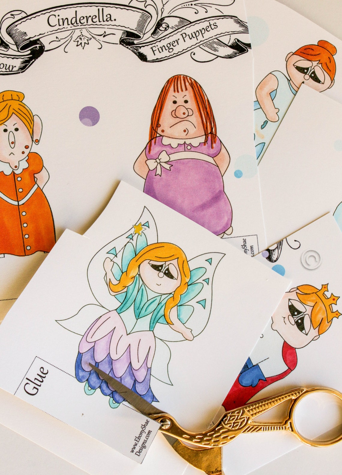 Printable Cinderella Finger Puppets. DIY Finger Puppet | Etsy