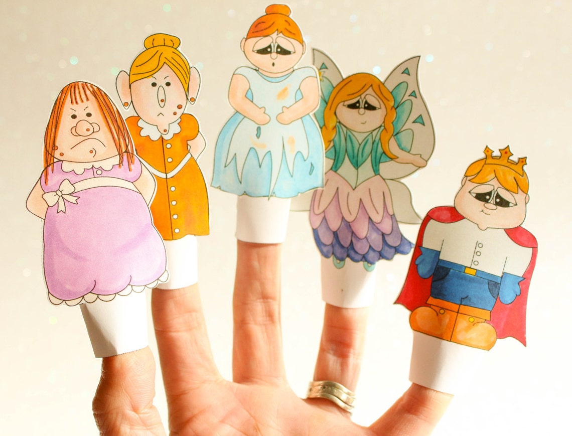 Printable Cinderella Finger Puppets. DIY Finger Puppet | Etsy