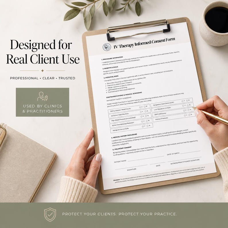 IV Therapy Template, Editable, IV Therapy Consent, Intravenous Therapy ...