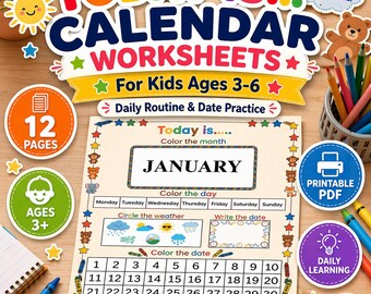 Printable Educational Calendar for Kids – Toddler and Preschool ...