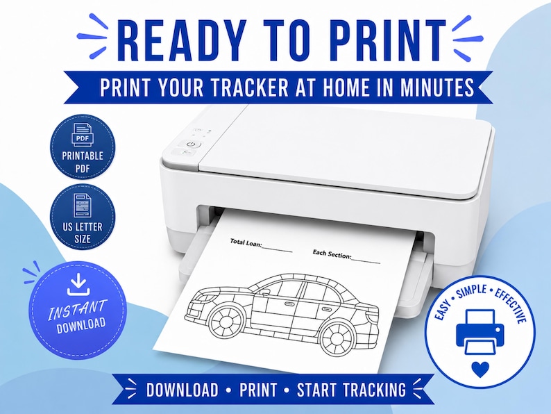 Car Loan Payoff Tracker Printable PDF | 100 Section Debt Coloring ...