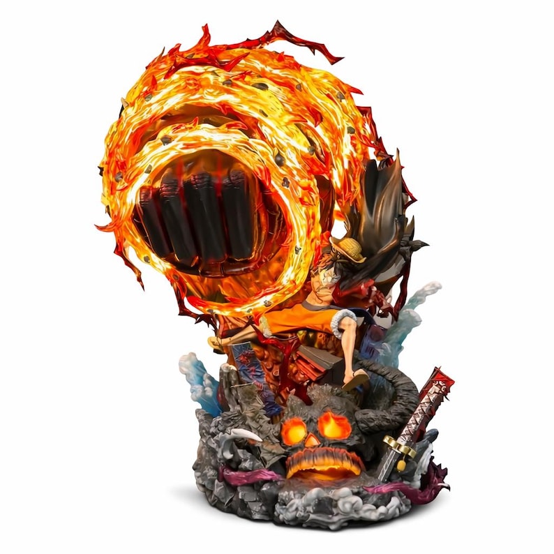 One Piece Luffy Gear 3 Red Roc LED Statue: Anime Figure Display Lamp - Etsy