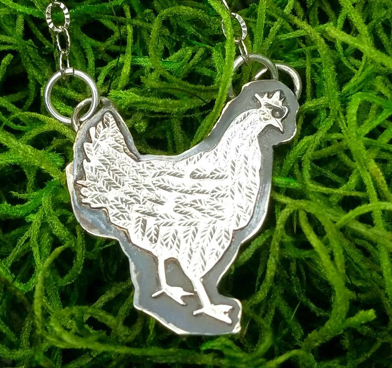 Silver Chicken Necklace Gift for Chicken Lover - Etsy