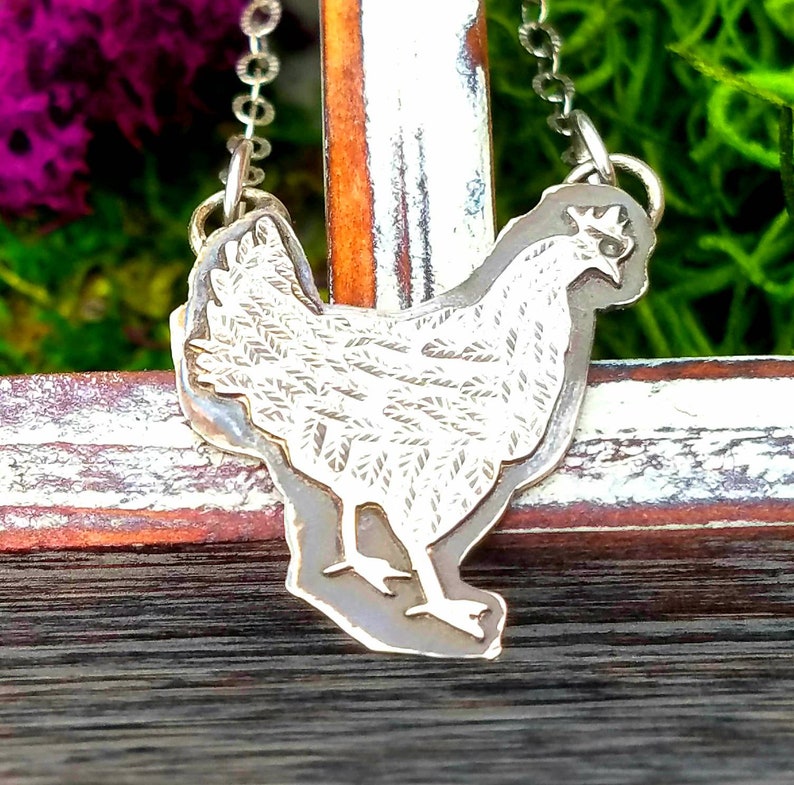 Silver Chicken Necklace - Gift for Chicken Lover - Etsy