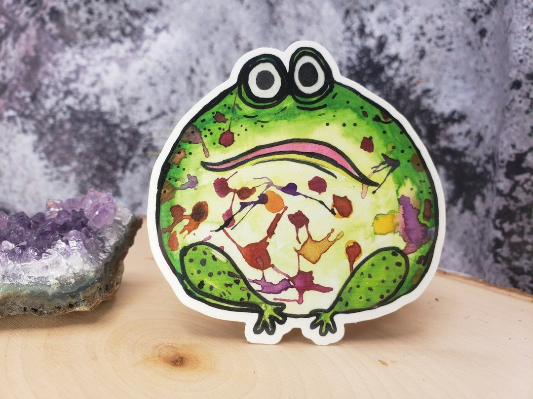 Round Frog Sticker, Die Cut Watercolor Sticker - Etsy