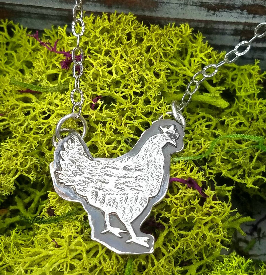 Silver Chicken Necklace - Gift for Chicken Lover - Etsy