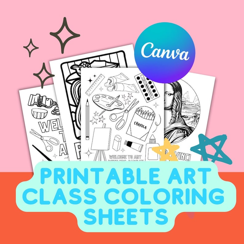 Customizable Art Class Coloring Sheets Printable - Etsy
