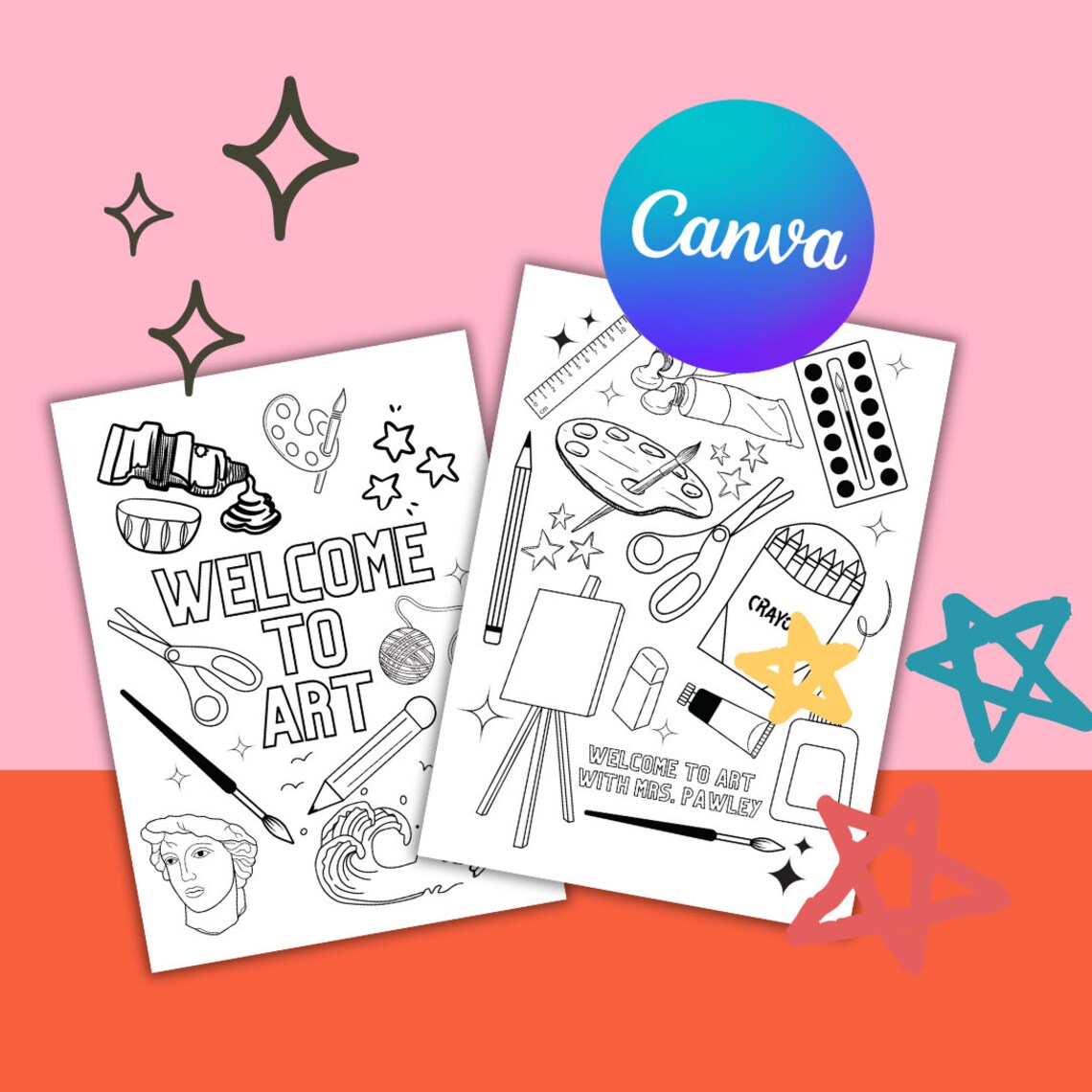 Customizable Art Class Coloring Sheets Printable - Etsy