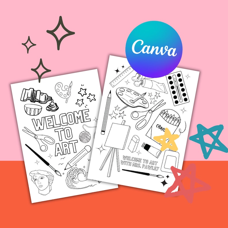 Customizable Art Class Coloring Sheets Printable - Etsy