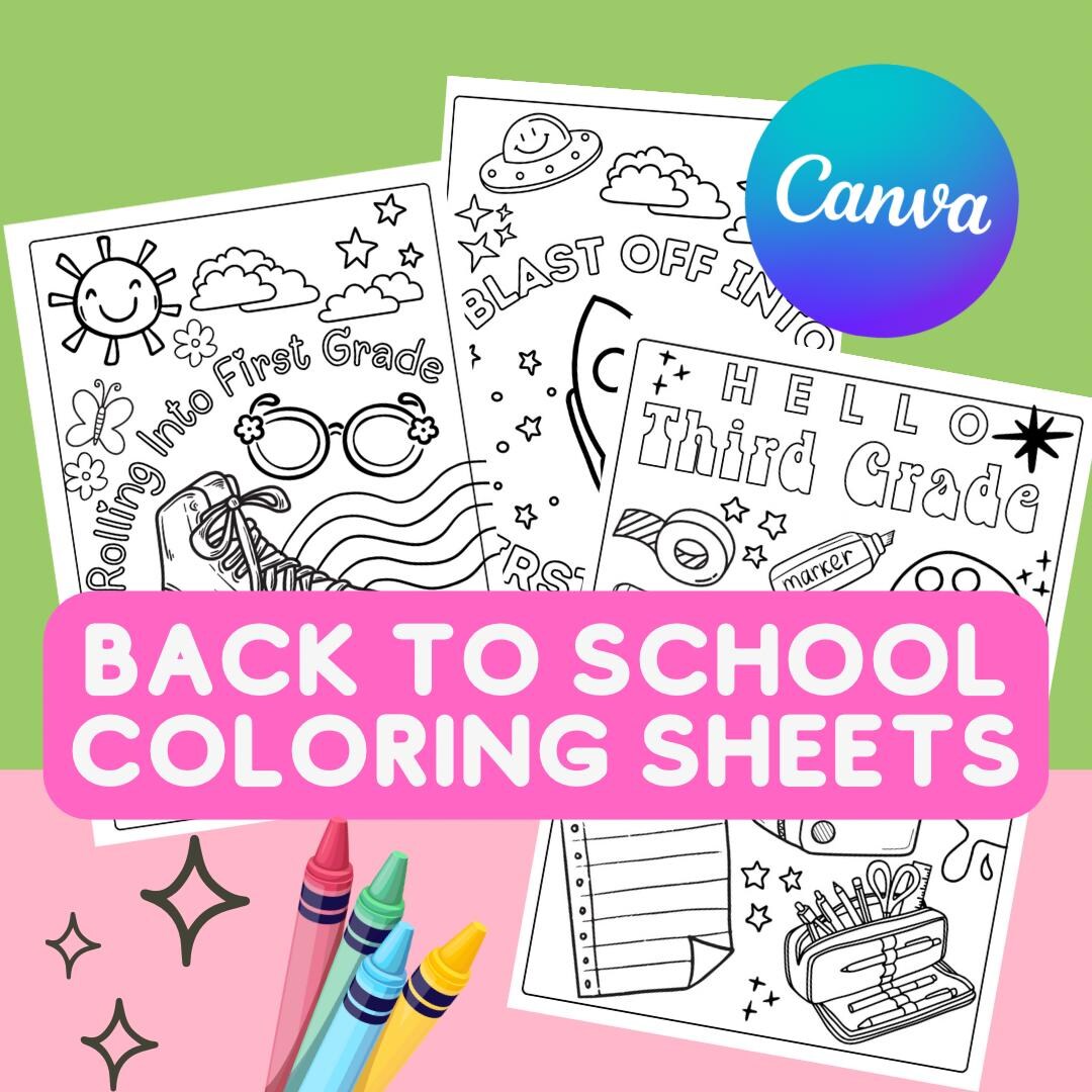 Customizable Back to School Coloring Sheets Printable - Etsy