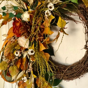 Dahlia Rose Peony Fall Wreath for Front Door, Farmhouse Wreath for ...