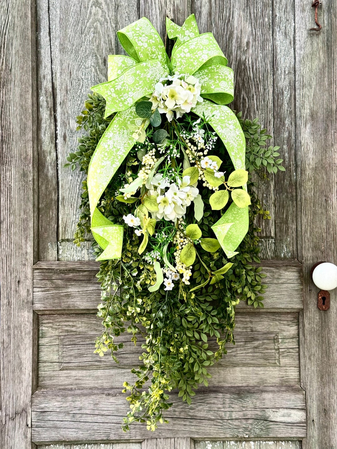 Summer Swag Wreath, Teardrop Swag, Lime Wreath, Boho Swag Minimalist ...