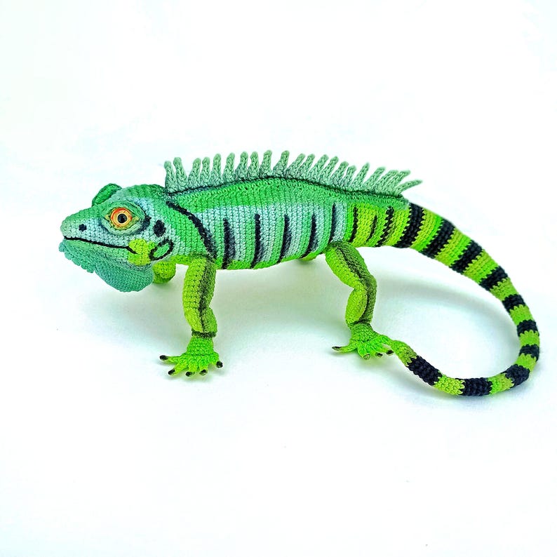 Modèle au crochet iguane vert, taille bébé, lézard amigurumi. Fichiers ...