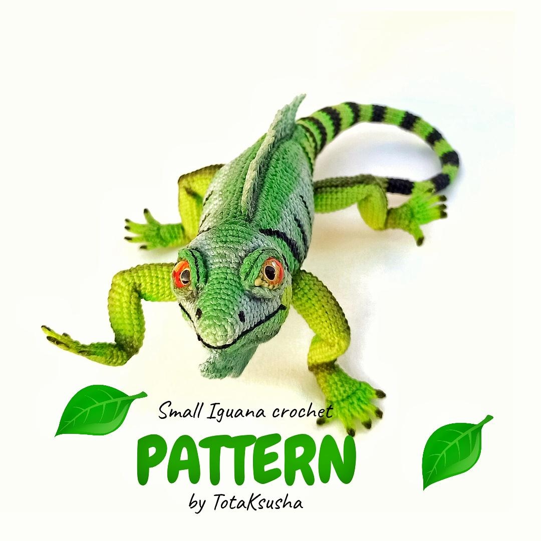 Modèle au crochet iguane vert, taille bébé, lézard amigurumi. Fichiers ...