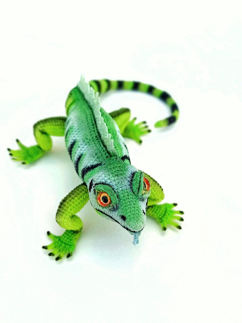 Modèle au crochet iguane vert, taille bébé, lézard amigurumi. Fichiers ...