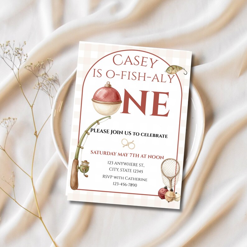 Fishing Birthday Invitation, Fish Birthday Invite, O-fish-ally One ...