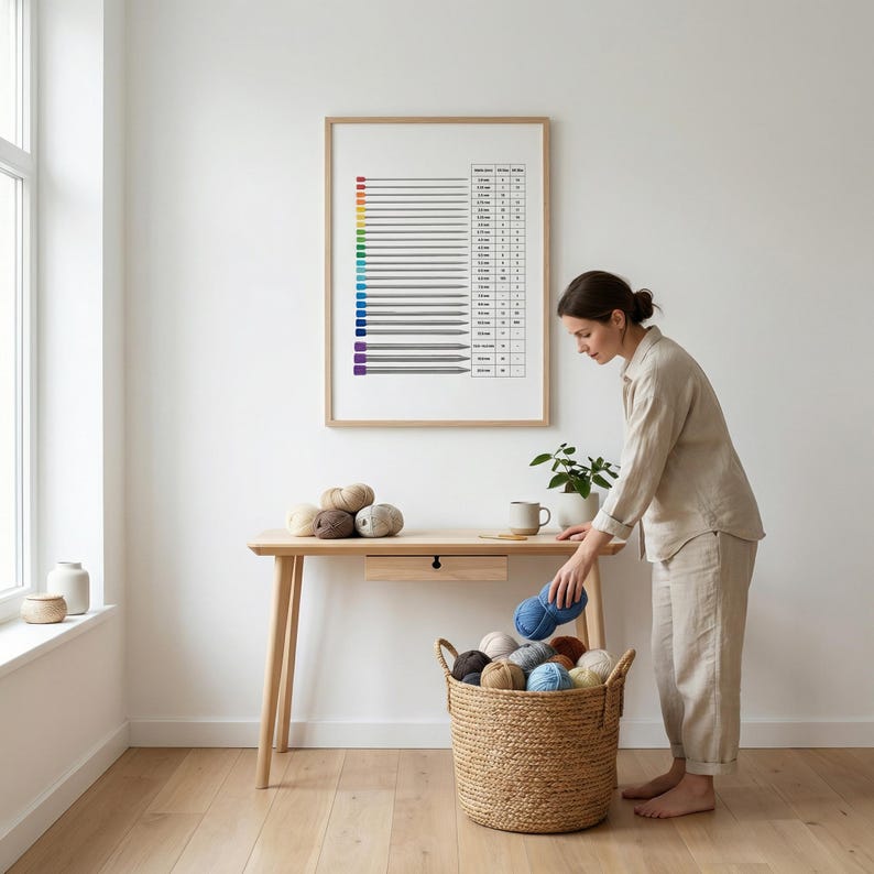 Knitting Needle Size Chart Printable PDF US UK Metric Conversion Guide ...