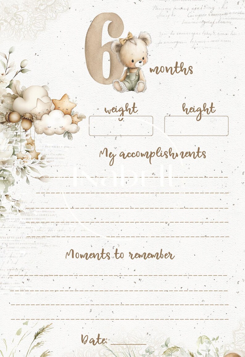 Baby Girl Woodland Milestone Cards – First Year Keepsakes (digital ...
