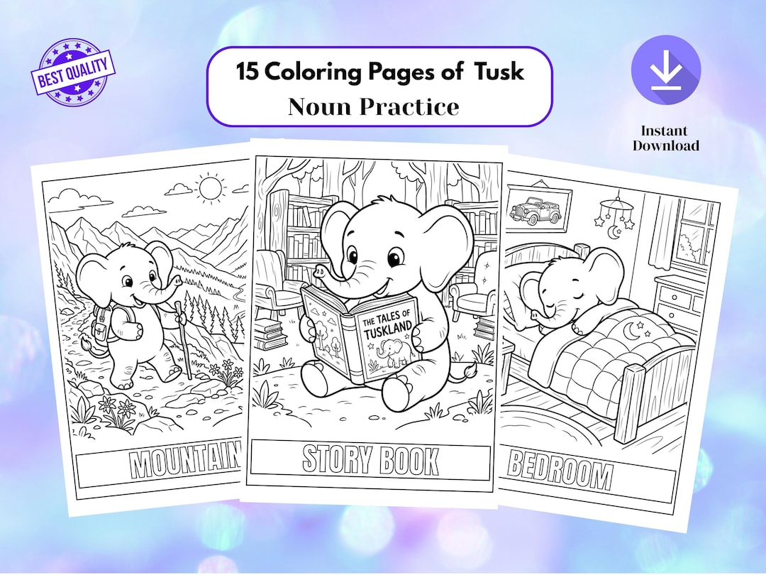15 Elephant Noun Coloring Pages for Kids | Printable Action Word ...