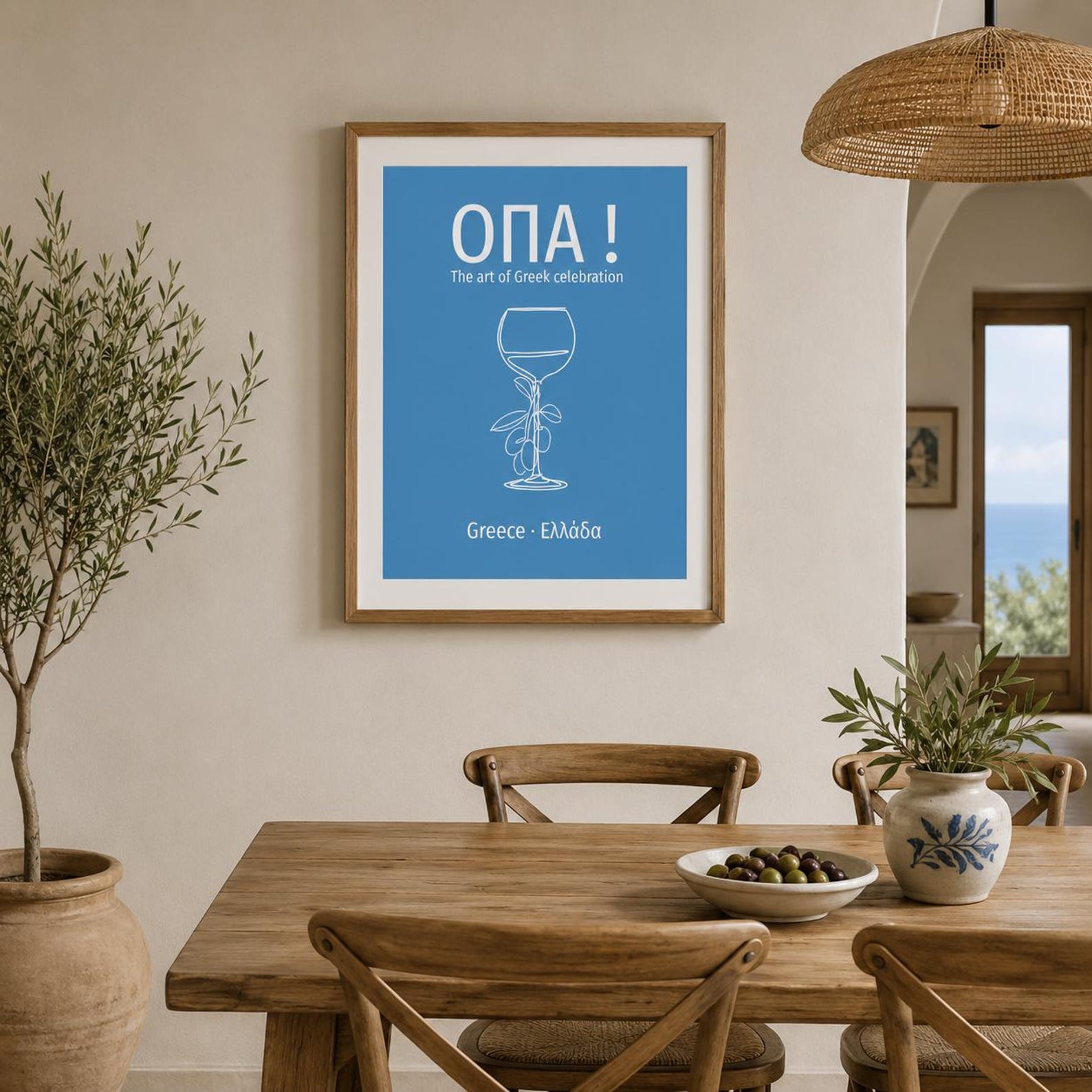 Kitchen Wall Art Greek | OPA Celebration Poster | Mediterranean Dining ...