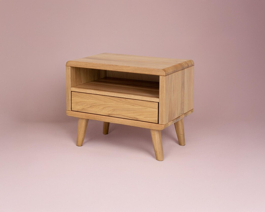 Solid Oak Nightstand – Minimalist Bedside Table – Natural Wood Side ...