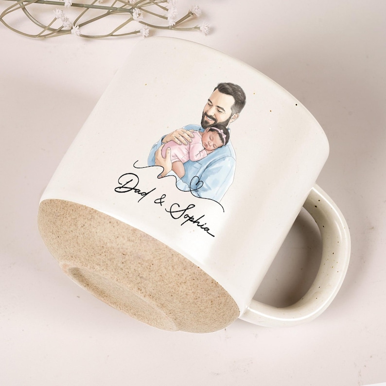 Personalized Dad Photo Mug, Custom Birth Details Watercolor Art, New ...
