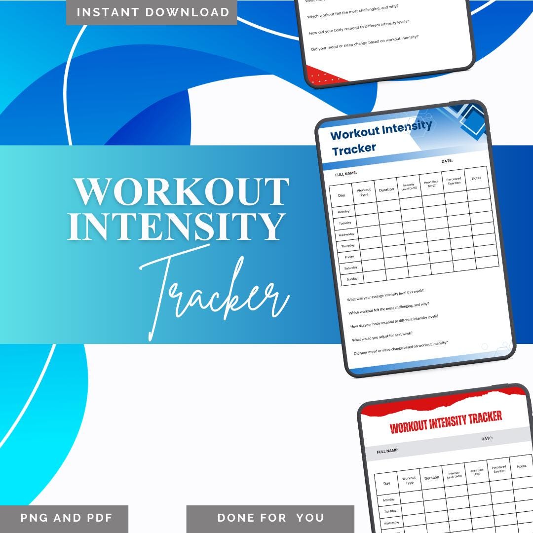 Workout Intensity Tracker Printable | Fitness Progress & Training Log ...