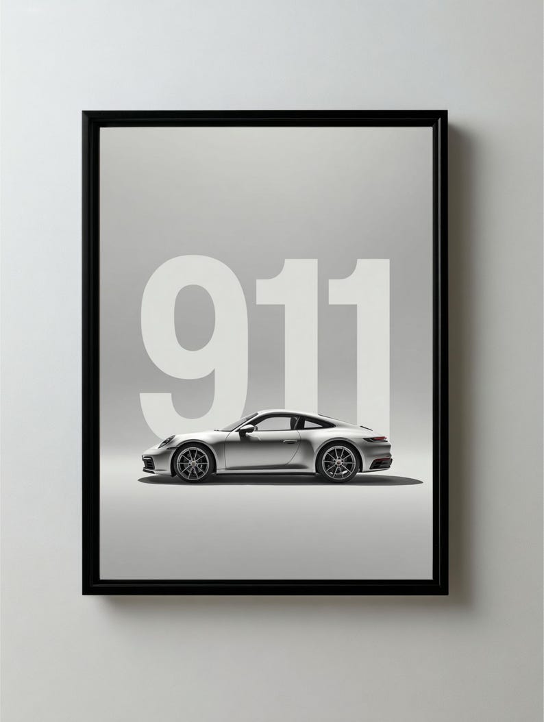 Porsche 911 Poster, Car Wall Art, Automotive Print, Minimalist Car ...
