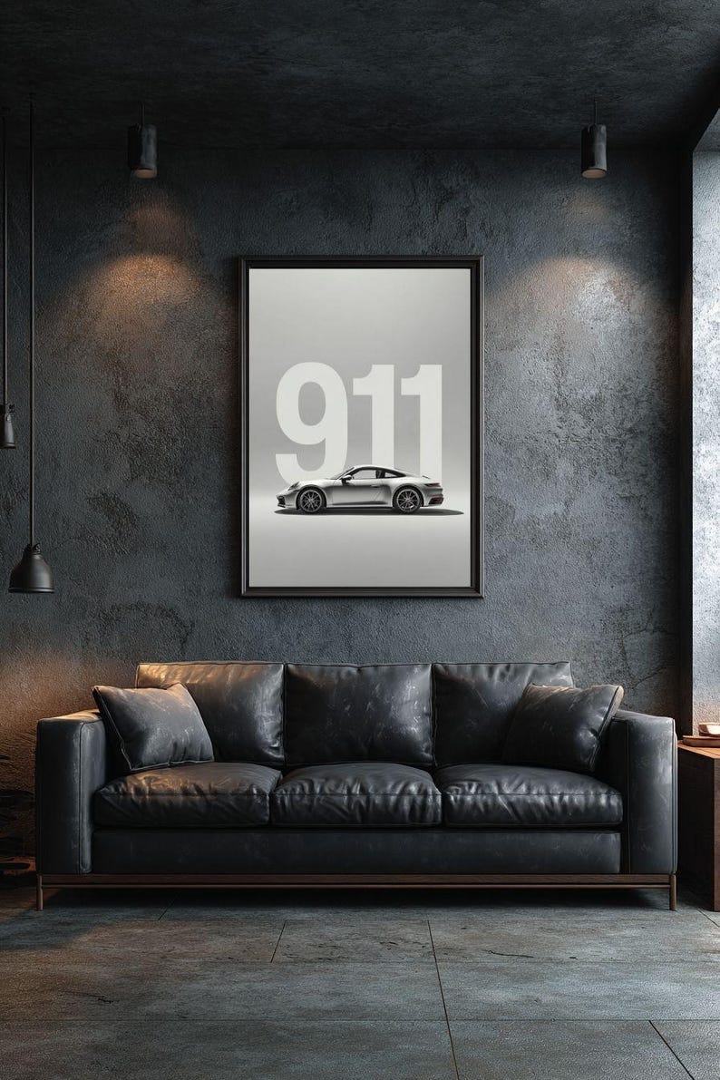 Porsche 911 Poster, Car Wall Art, Automotive Print, Minimalist Car ...