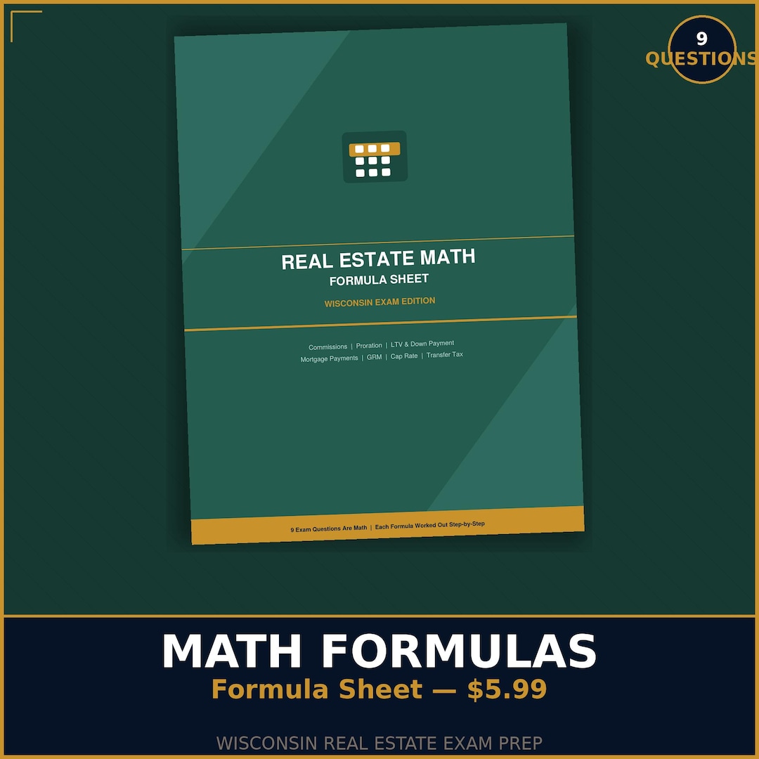 Wisconsin Real Estate Math Formulas | Exam Prep, Commissions, Proration ...