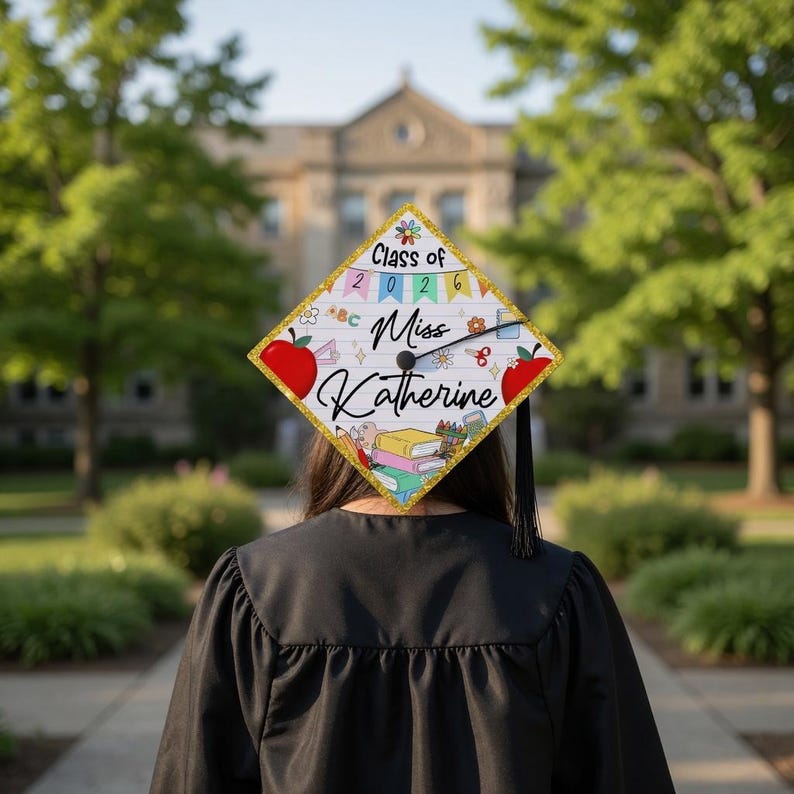 Teacher Graduation Cap Topper 2026, Custom Name Teacher Cap, Classroom ...