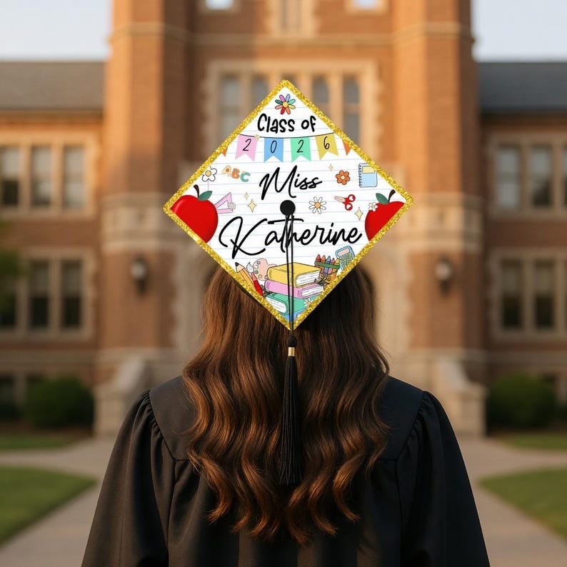 Teacher Graduation Cap Topper 2026, Custom Name Teacher Cap, Classroom ...